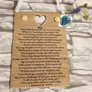 Personalised Mother of the Bride Gift, Mum Wedding Keepsake From ...