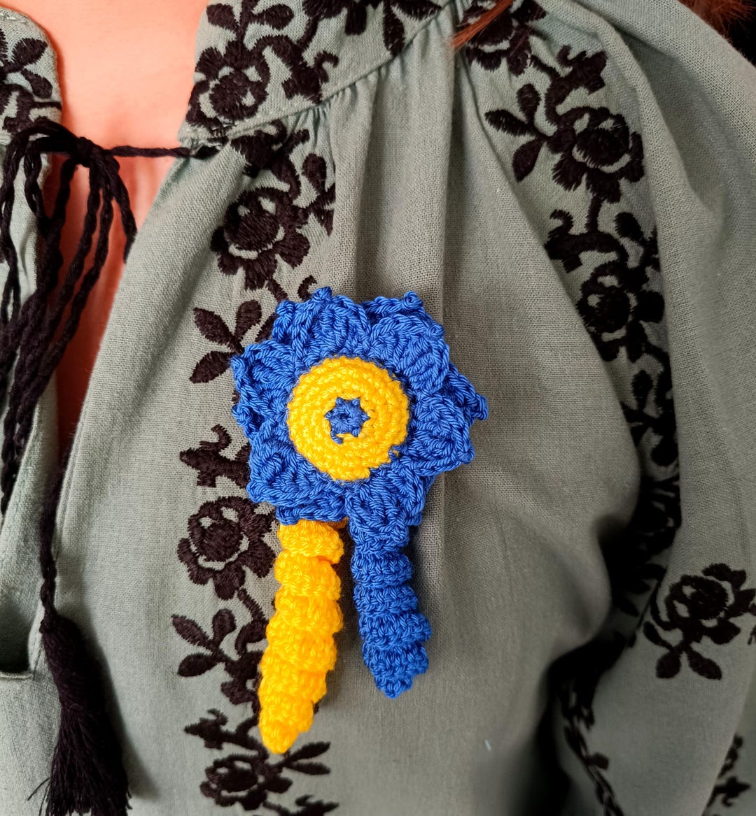 Flower Brooch Yellow Blue Ukrainian Flag Color Pin Handmade Clothing ...