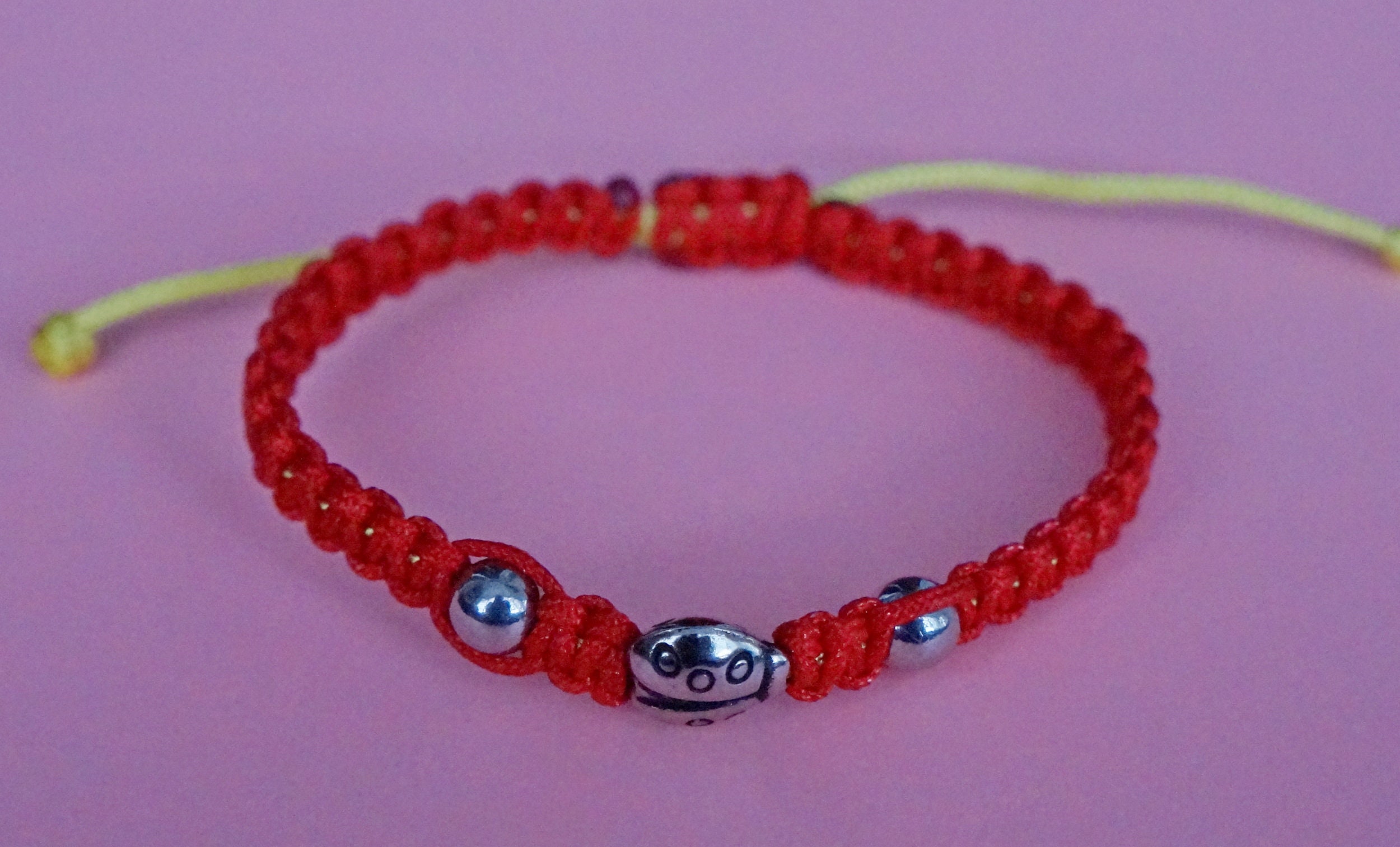 Ladybug Macrame Bracelet, Happy Bracelet, Bracelet for Ladybug Lover ...