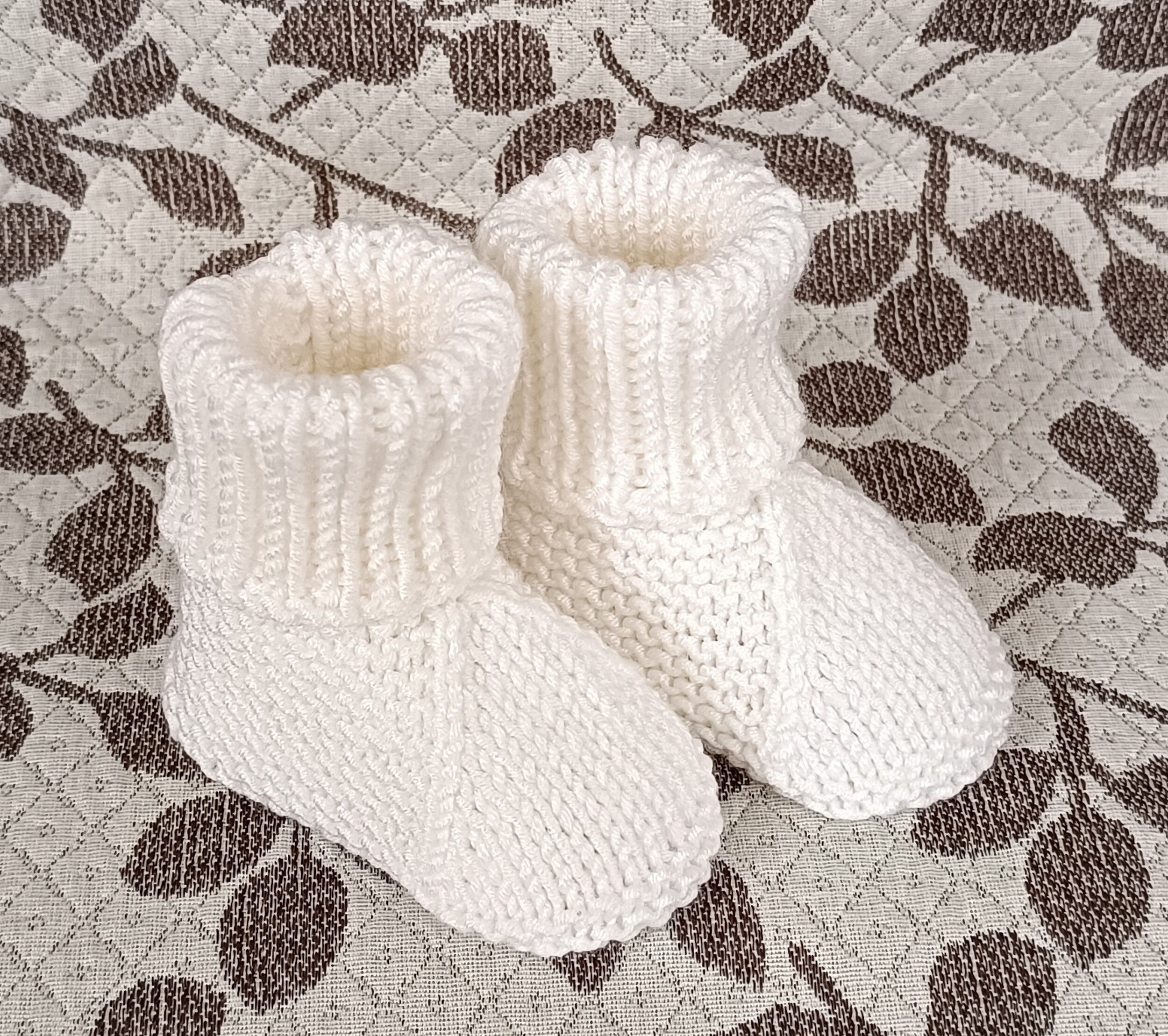 White Hand Knitted Baby Booties Gender Neutral Newborn Gift From ...