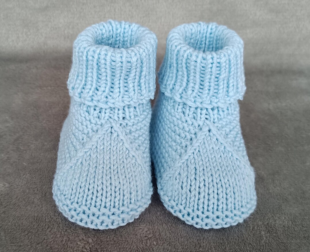 Light Sky Blue Knitted Baby Booties 0-3 Months Soft Baby Slippers Baby ...