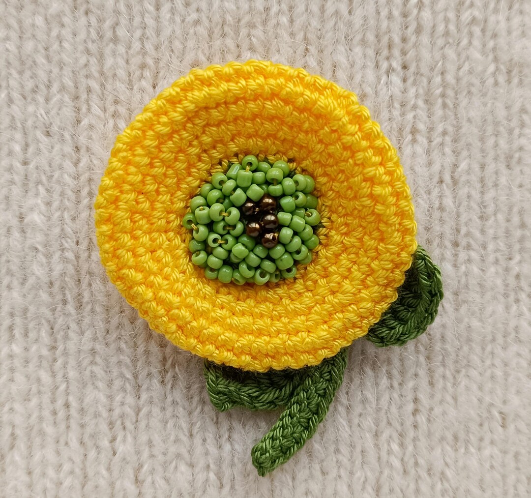 Yellow Flower Pin Brooch Handmade Clothing Accessories Yellow Poppy Pin ...