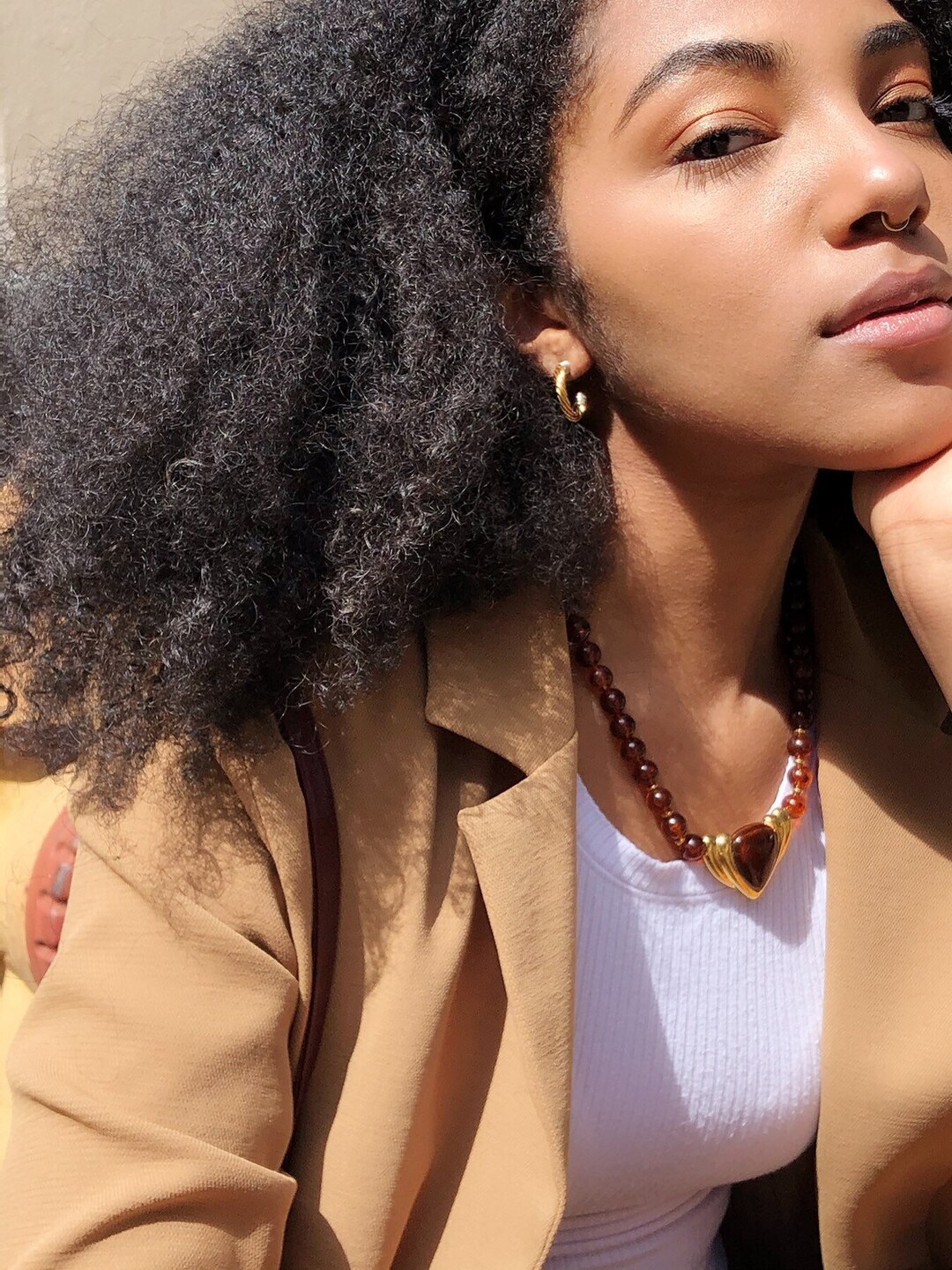 Vintage Napier 14k Gold Resin Beads Necklace | Vintage Necklace | Bead ...