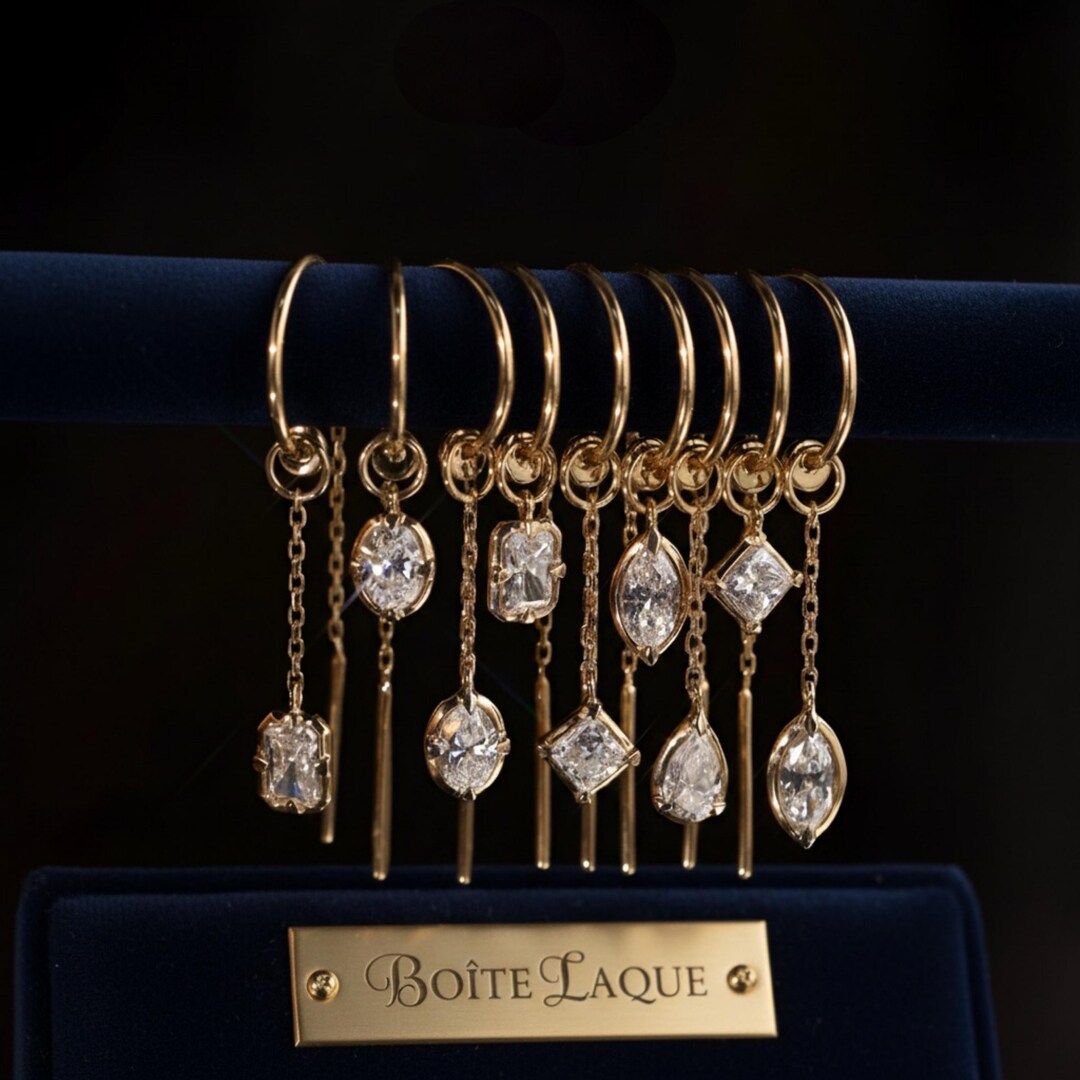 18K Solid Gold Diamond Threader Earrings | D/E VS Ethical Diamond ...
