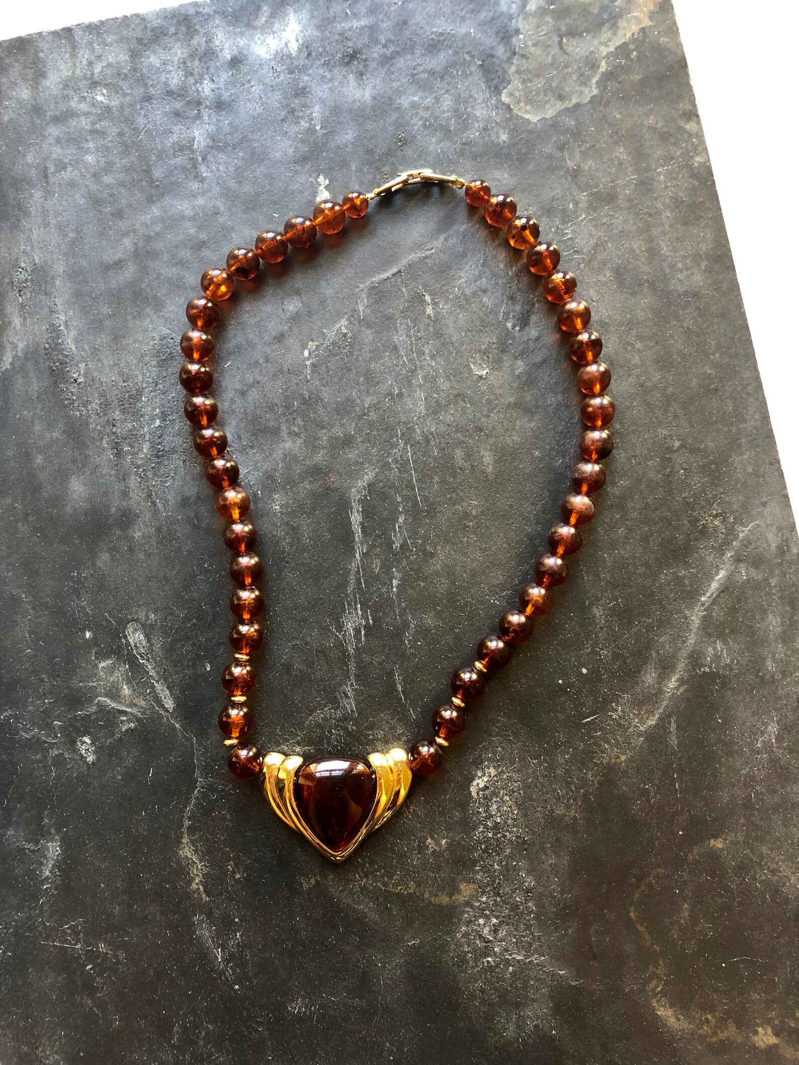 Vintage Napier 14k Gold Resin Beads Necklace Vintage - Etsy