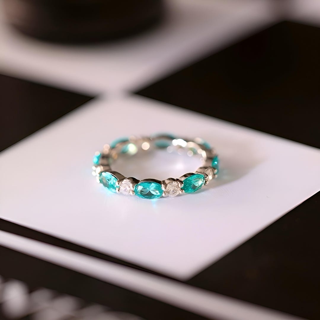 Stackable Paraiba Tourmaline Ring | Stacking Eternity Ring Stackable ...