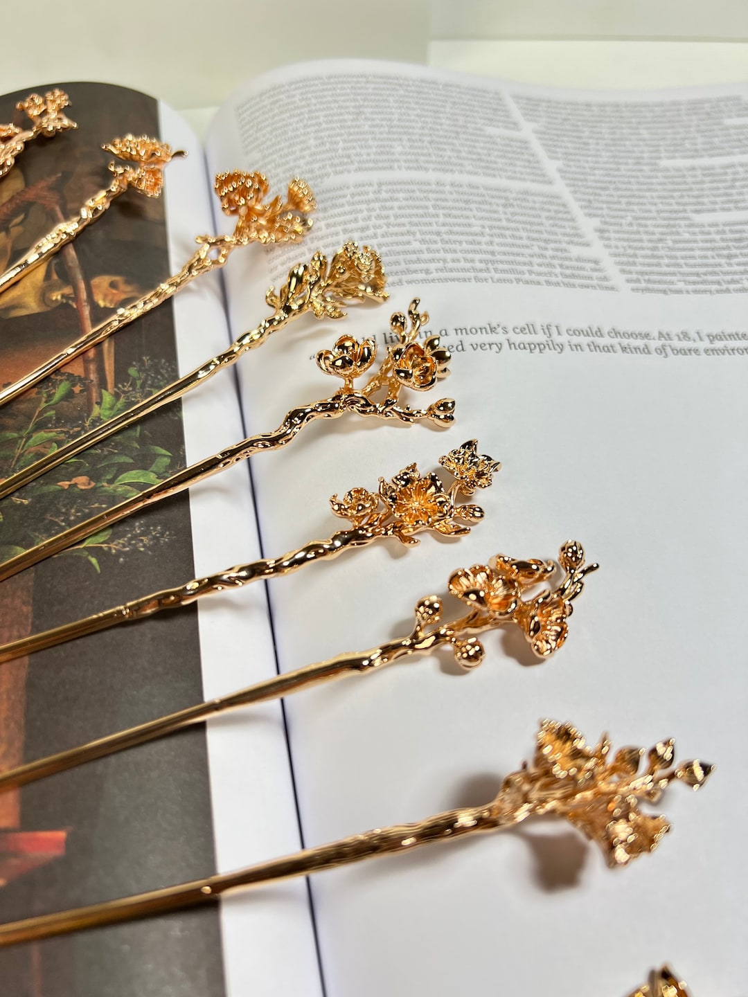 Gold Flower Hair Stick, Gold Hair Jewelry, Gold Hair Accessories, Gold ...