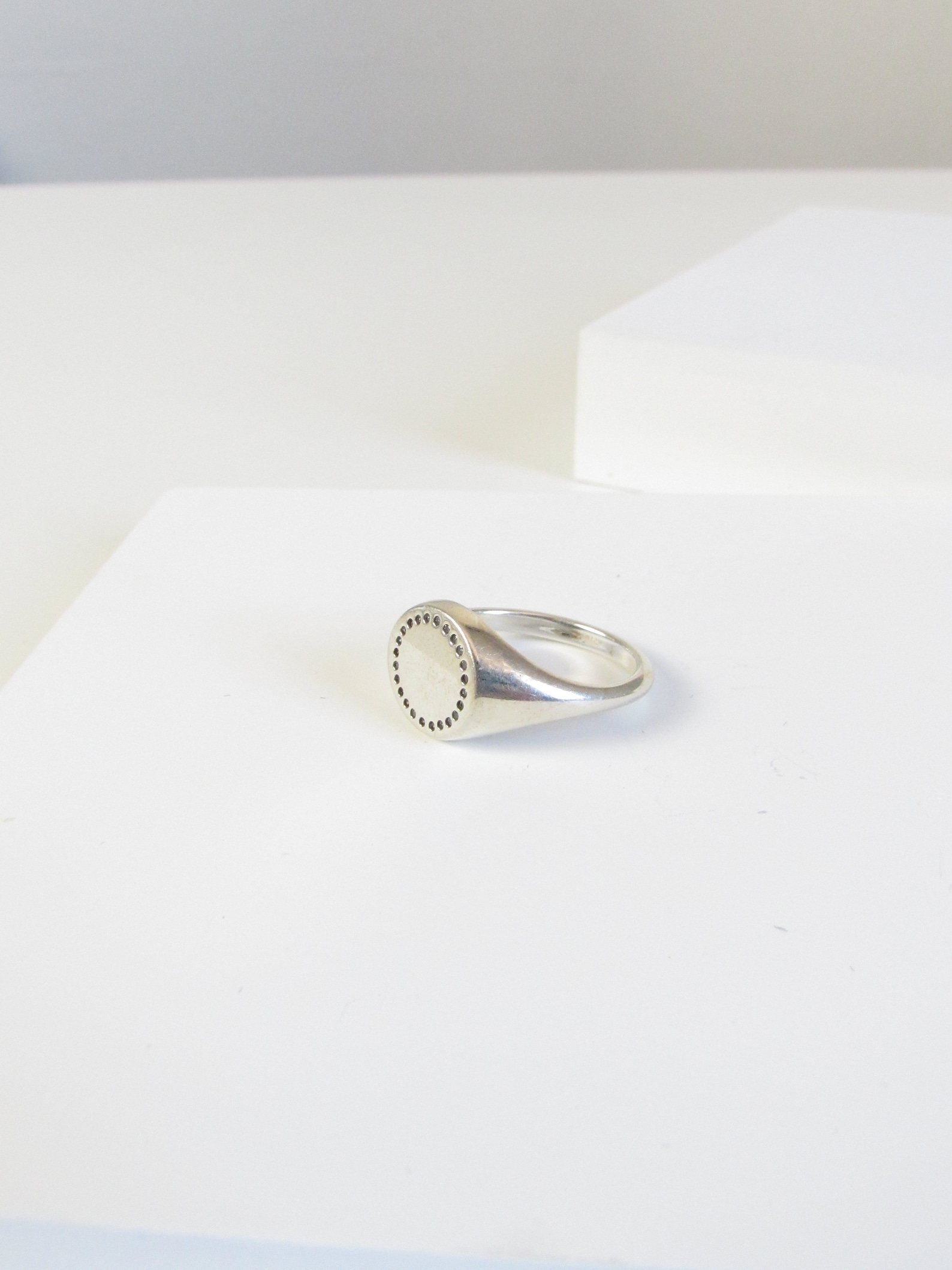 Pandora Circle Zircon Silver Signet Ring Vintage Silver Ring | Etsy