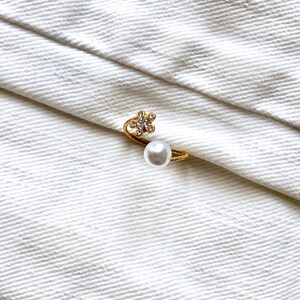 Pearl and Crystal Open Ring Gold Pearl Open Ring Pearl Wrap - Etsy
