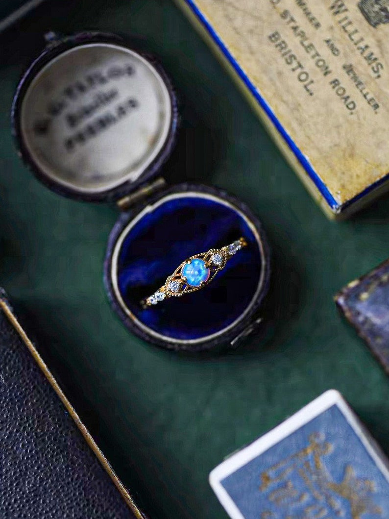 Japanese Opal 18k Gold Vermeil Ring, Promise Ring, Dainty Opal Ring ...