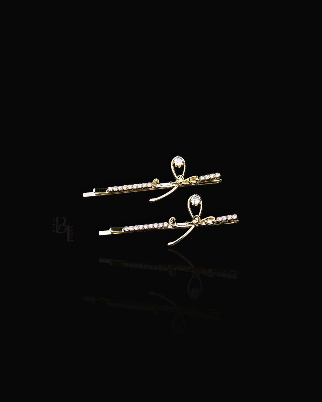 Elegant Knot 14K Gold Crystal Bobby Pin Set, Hair Jewelry, Wedding Hair ...
