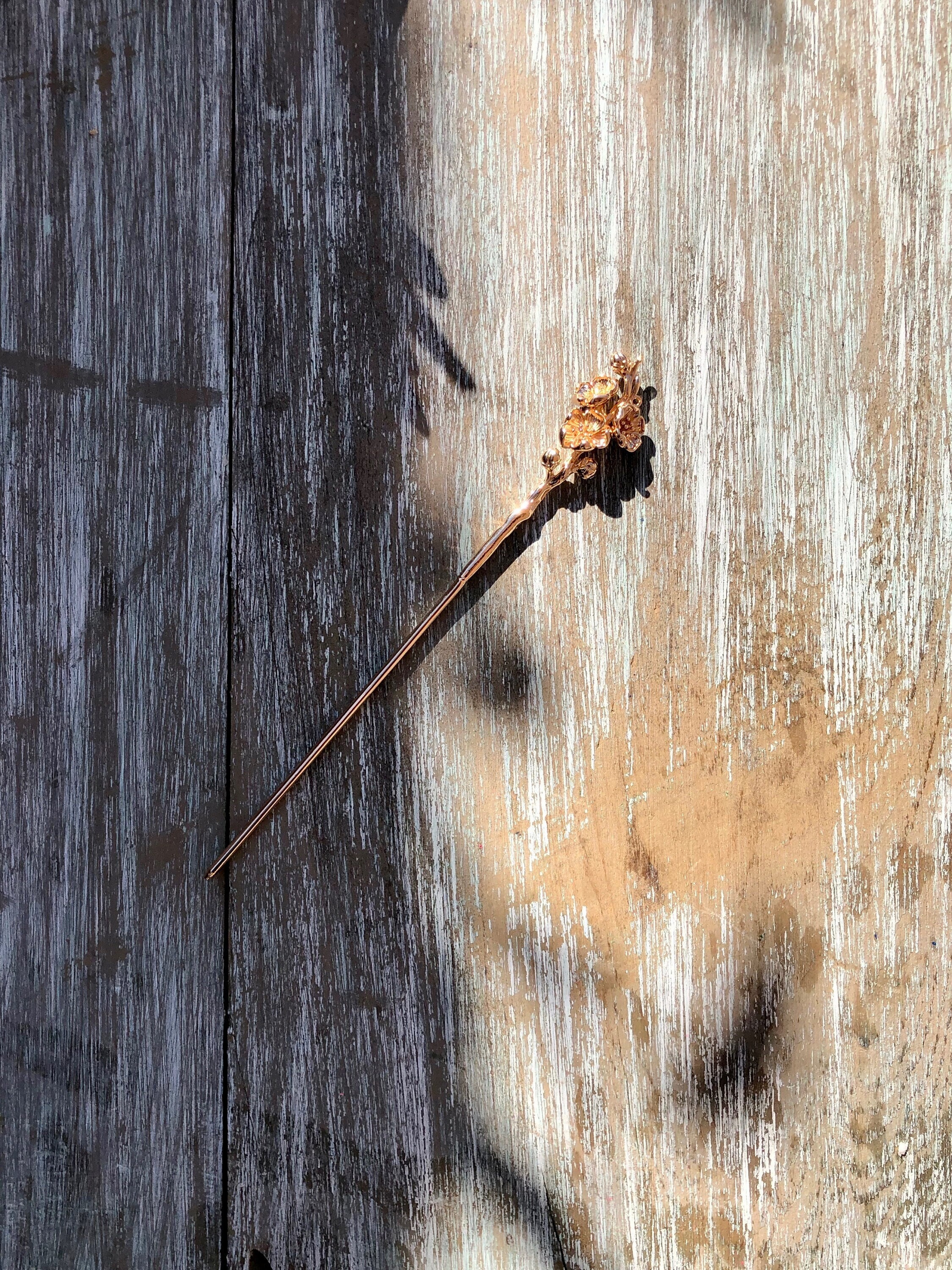 Forget Me Not Gold Hair Stick, Gold Hair Jewelry, Gold Hair Accessories ...
