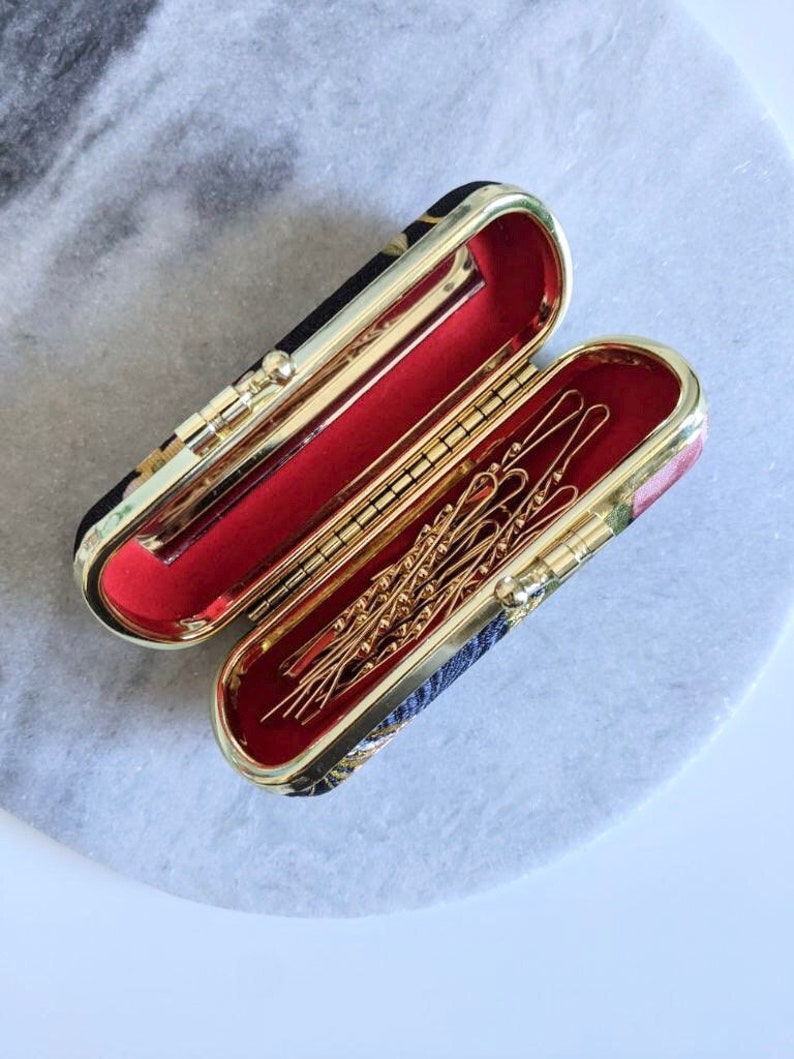 Gold Bobby Pin Box| Bobby Pin Holder | Hair Accessories | Gold Bobby ...