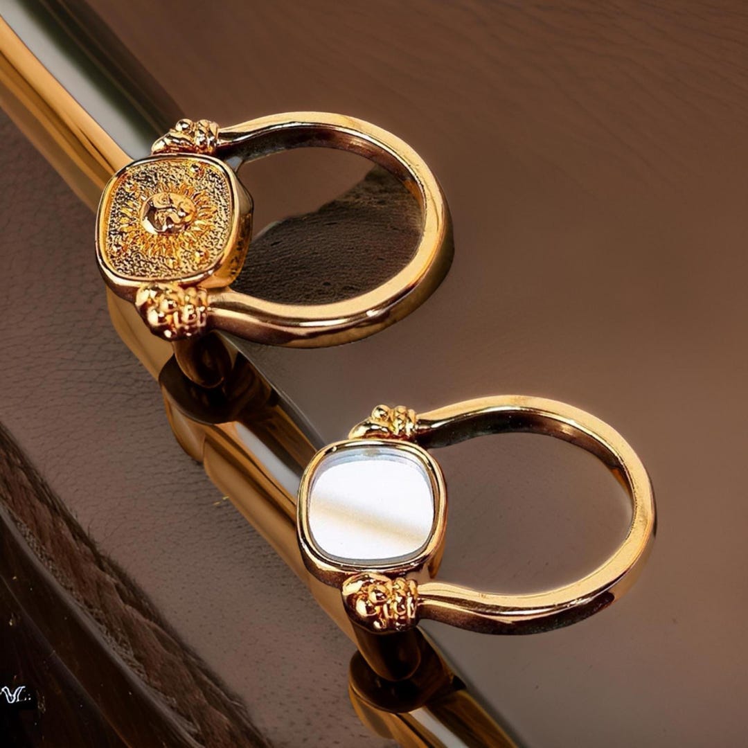 Double-sided Mirror Statement Ring Sunburst Rotating Ring Small Batch ...