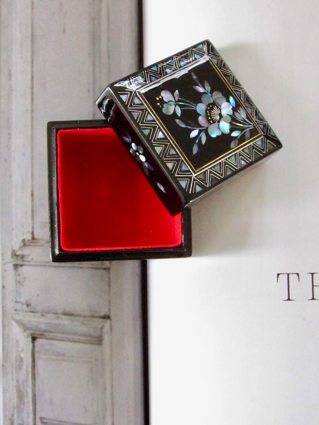 Square Shape Mother of Pearl Lacquer Trinket Box | Wooden Box | Jewelry ...