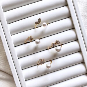 Pearl and Crystal Open Ring Gold Pearl Open Ring Pearl Wrap - Etsy