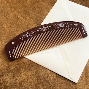 Sakura Lacquer Hair Comb 9" | Wooden Comb | Lacquer Comb | Fine Toothed ...