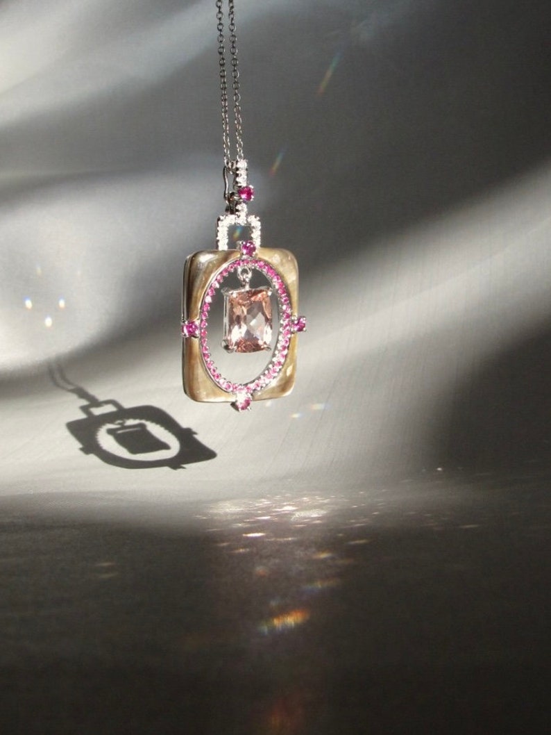 Natural Pink Morganite and Ruby Pendant Necklace With Certificate, Fine ...