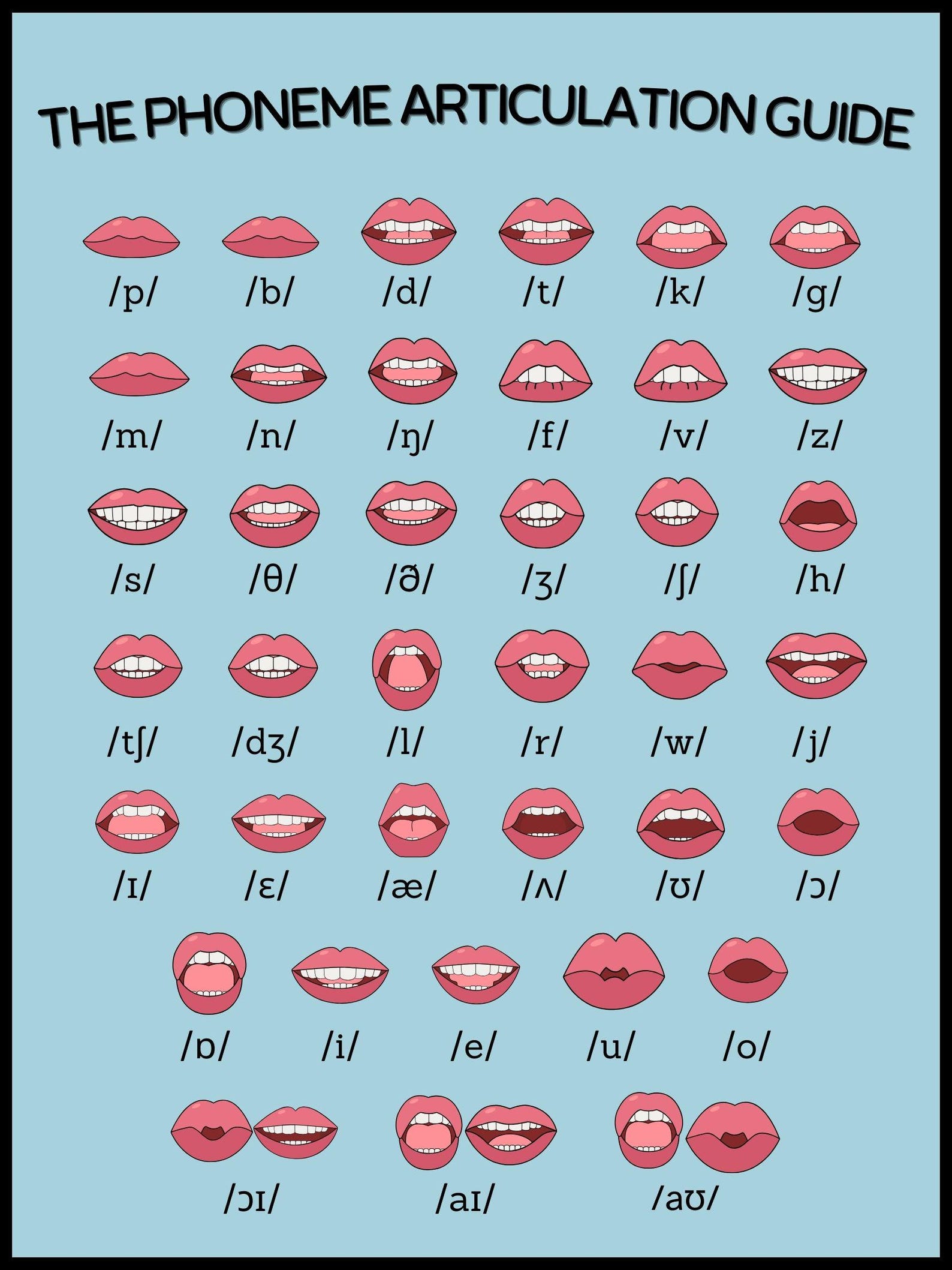 Speech Sound Production Articulation Chart Print | SLP Office Decor ...