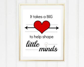 Personalized It Takes a Big Heart to Shape Little Minds Wall - Etsy