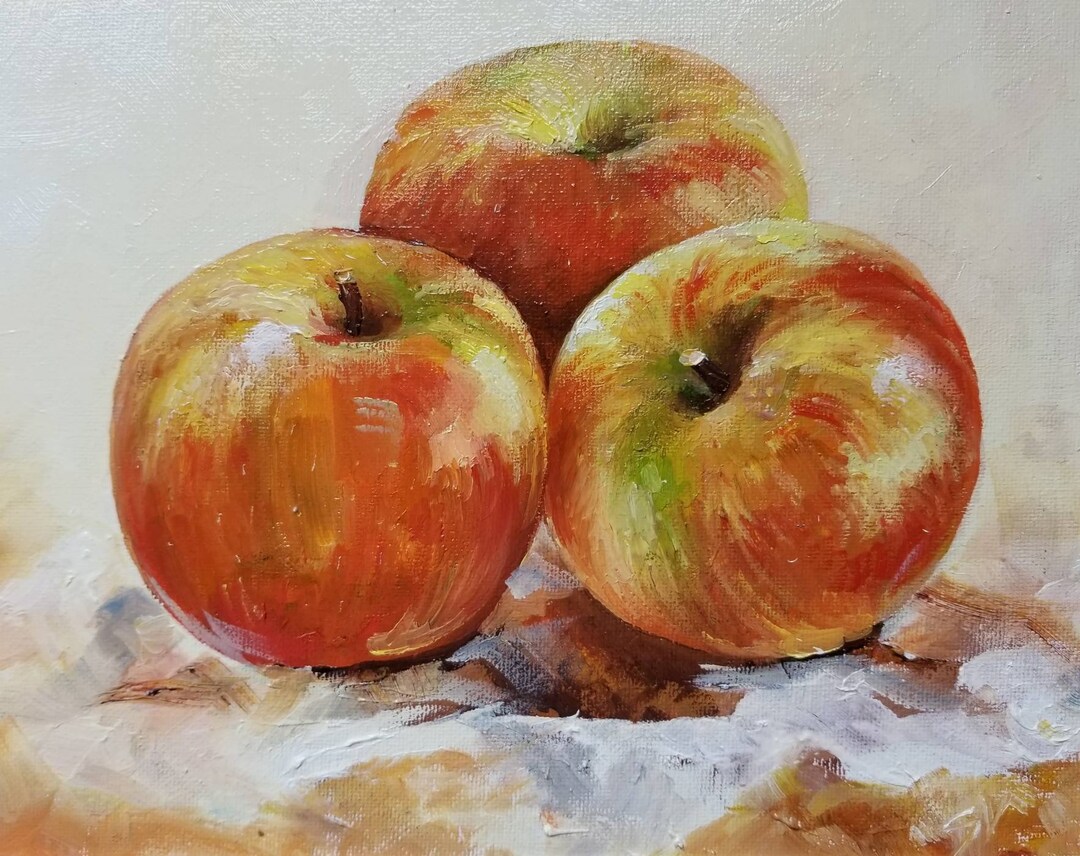 Apple Original Oil Painting a Day, Still Life Signed, Framed, Fruit 8 ...