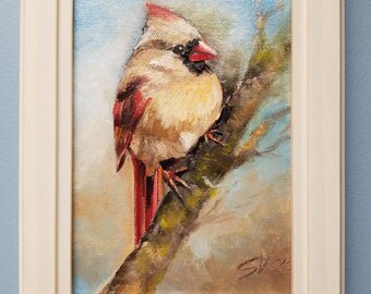 Female Cardinal Oil Painting - Etsy