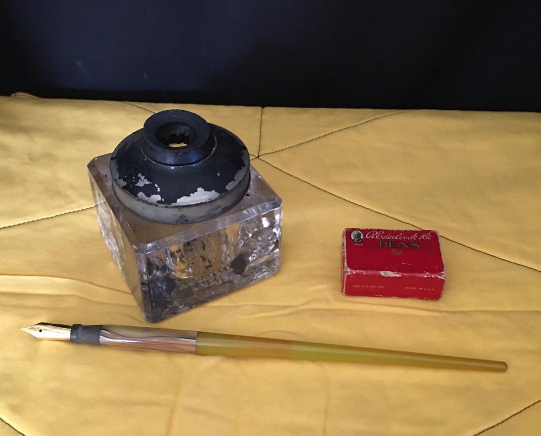 Antique Inkwell - Large Crystal Inkwell 1894 - Crystal Ink Well - Etsy