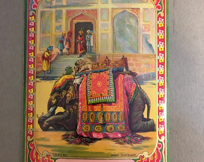 Vintage Polychrome Lithograph - Elephant Taxi - Cigar Box Label - Etsy