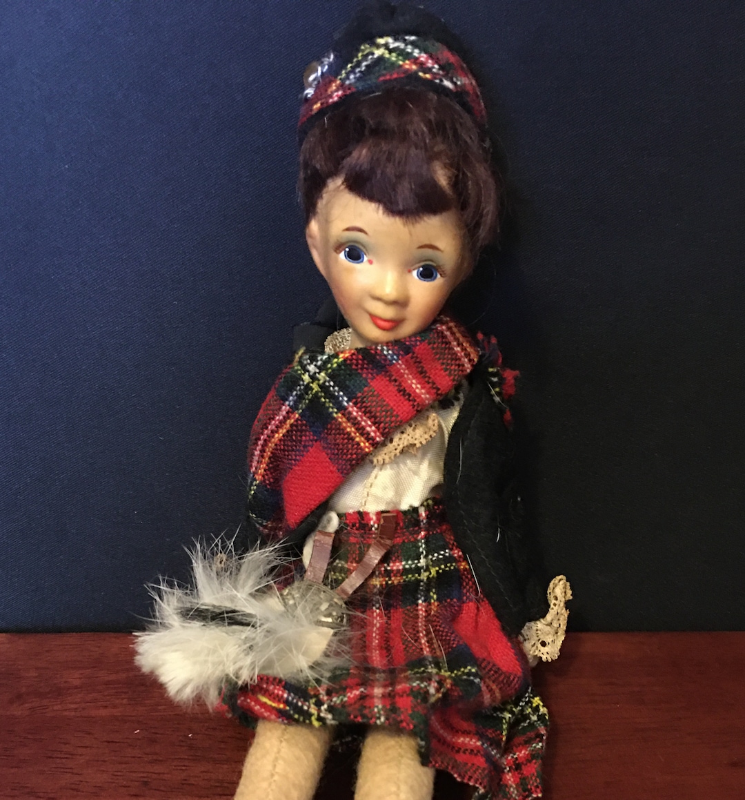 1950's Scottish Doll - Composite Head Felt Body Doll - Scottish Doll in ...