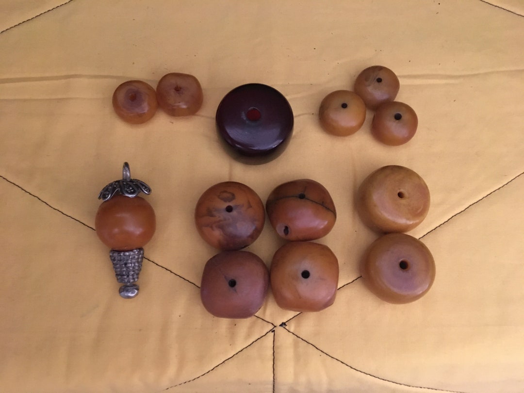 African Amber Beads Large Beads Phenolic Resin Beads Vintage African ...