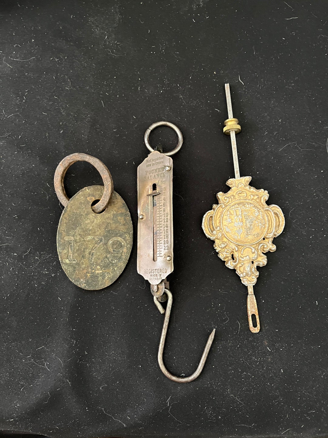 Antique Practical Items - Hand Held Scale, Replacement Rod & Bob, and ...