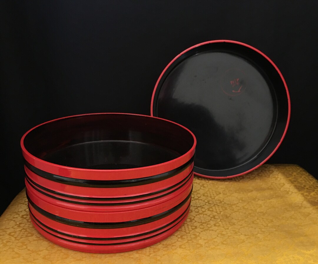 Small Lacquered Trays Red & Black Stacking Trays - Asian/japanese Trays ...
