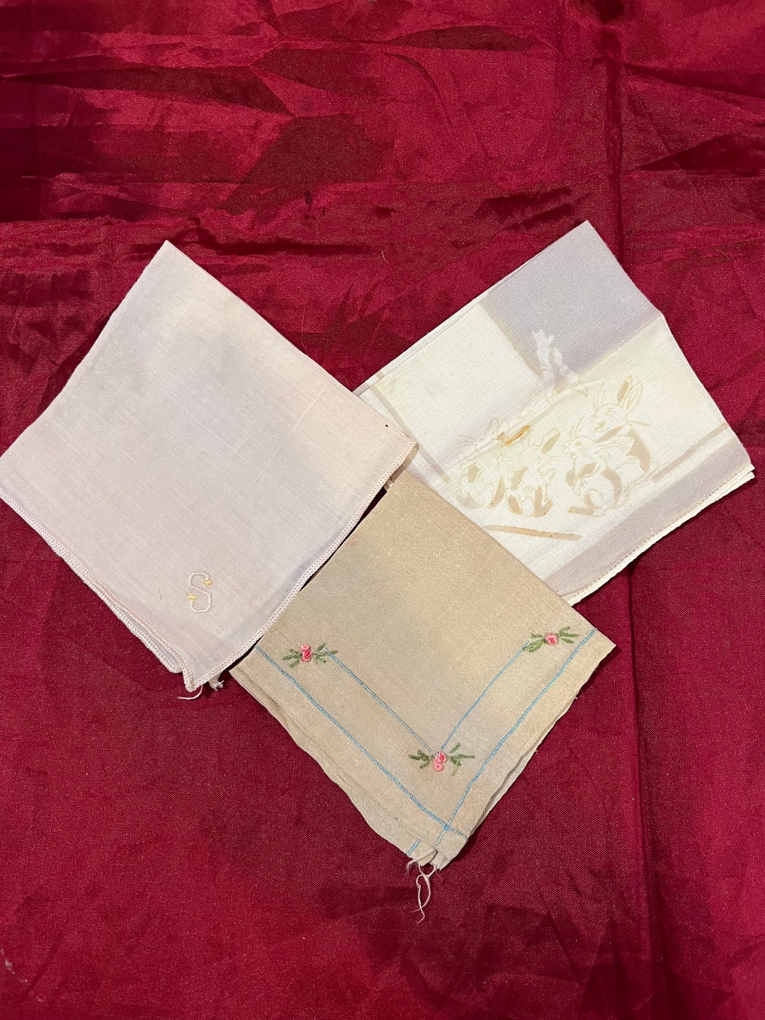 Antique Embroidered Linen Handkerchiefs - 1920s Hankies - Set of 3 - Etsy