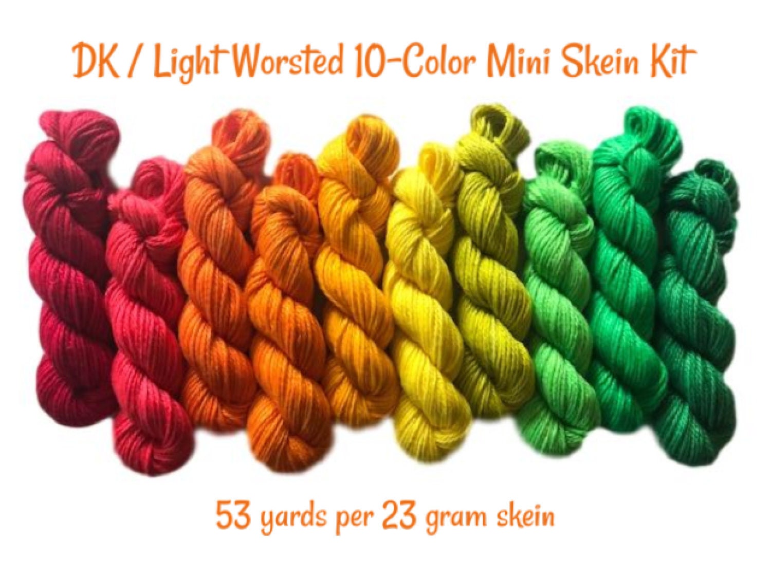 Hand Dyed Rainbow Fiber Set - Vegan (bamboo Cotton) - Ten 53 Yd DK ...