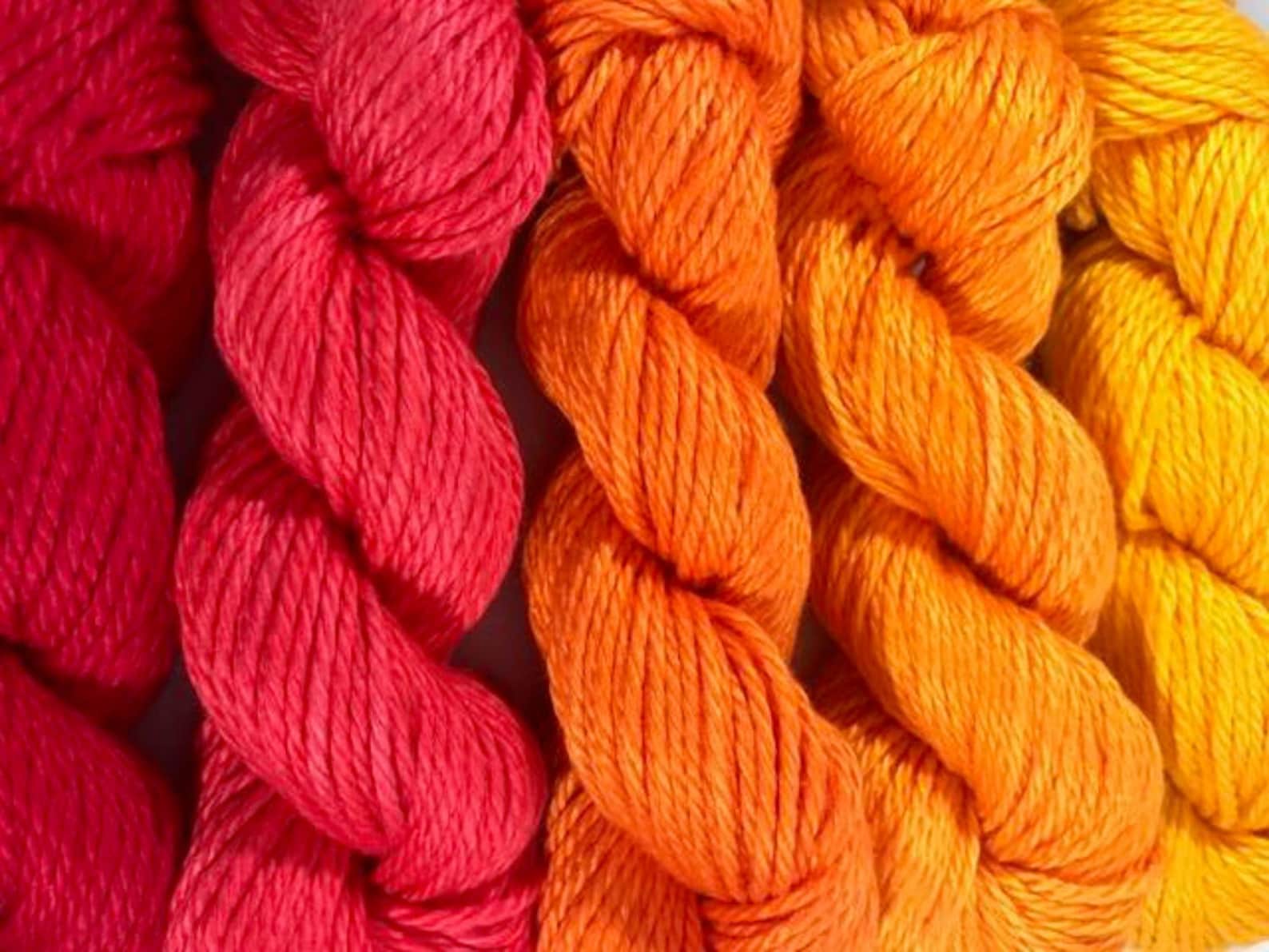 Hand Dyed Yarn Red Orange Gradient Kit Semi Solids | Etsy