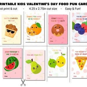 Cute Foods Kids Valentines Day Card PRINTABLE Food Puns Digital ...