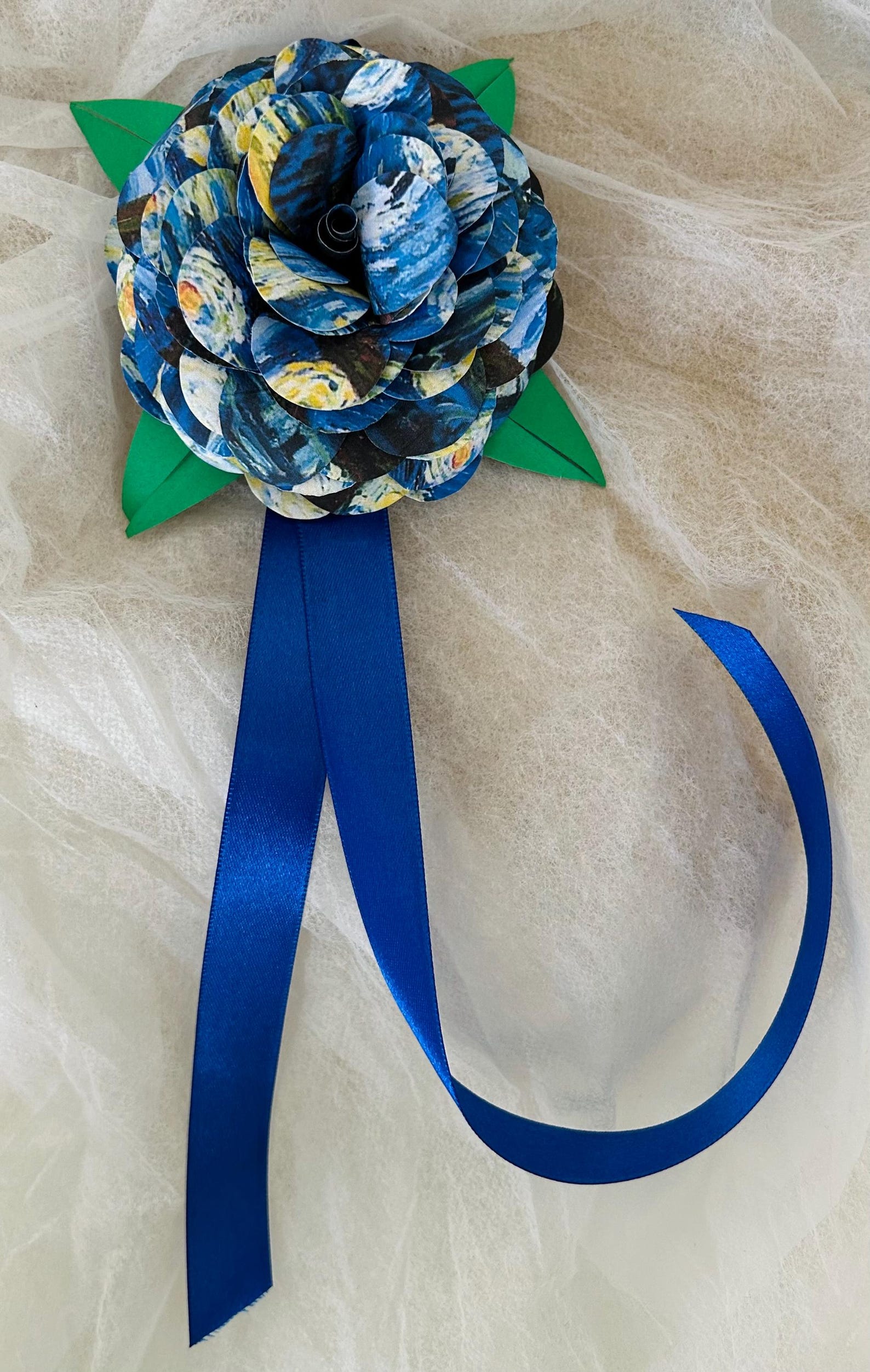 Vincent Van Gogh Starry Night Paper Rose Corsage|themed Event|prom|art ...