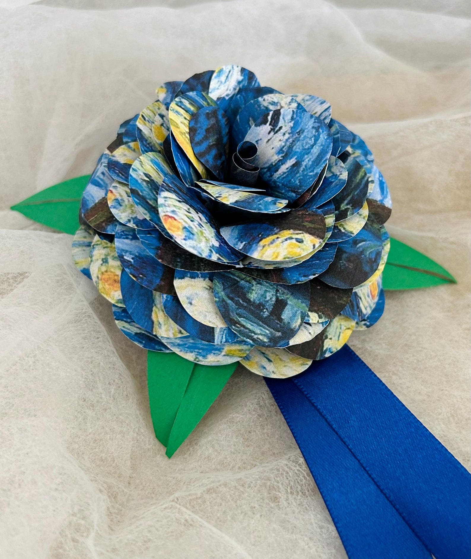 Vincent Van Gogh Starry Night Paper Rose Corsage|themed Event|prom|art ...