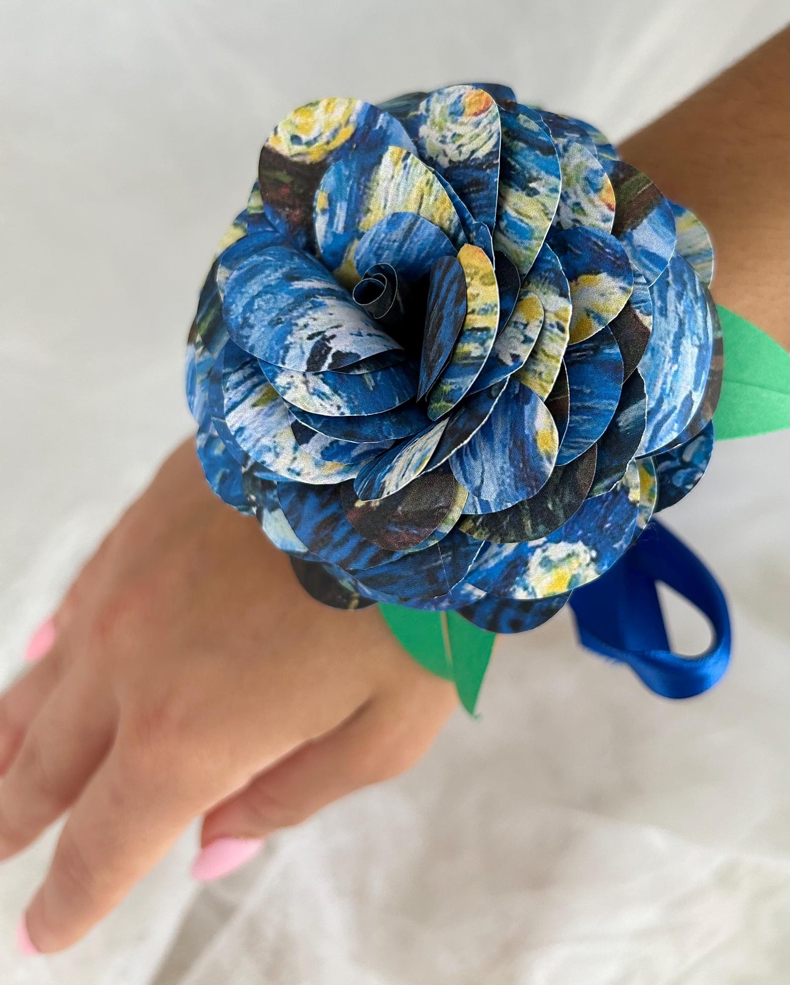 Vincent Van Gogh Starry Night Paper Rose Corsage|themed Event|prom|art ...