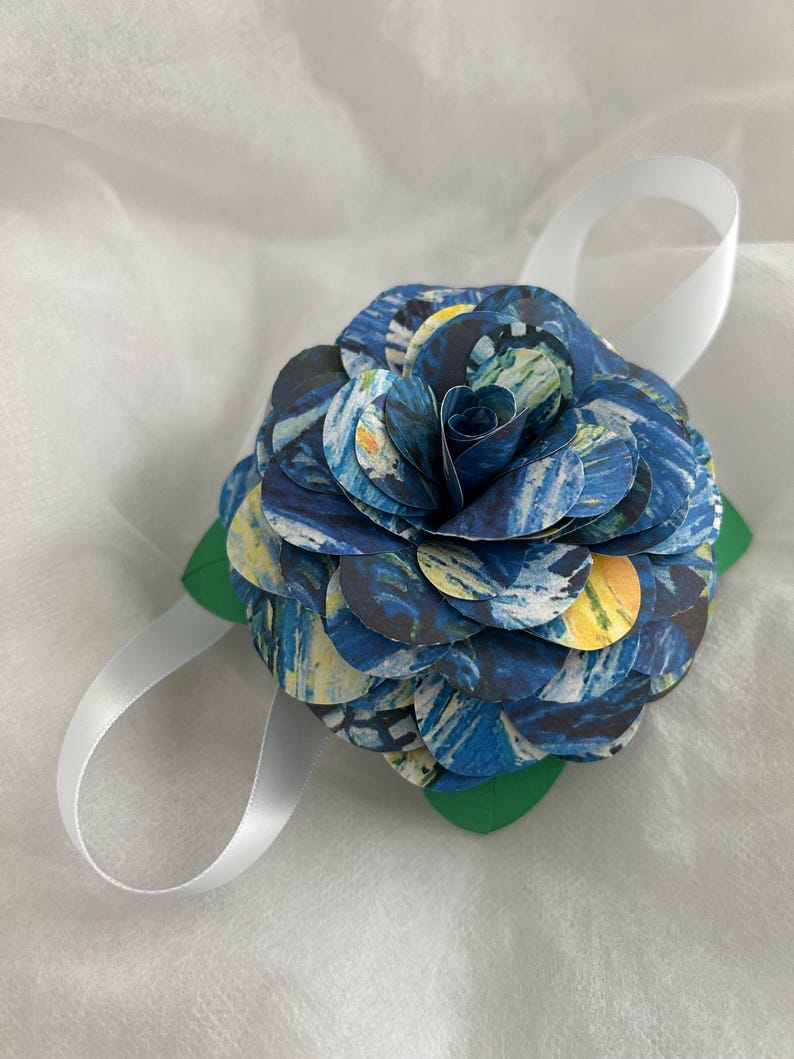 Vincent Van Gogh Starry Night Paper Rose Corsage|themed Event|prom|art ...