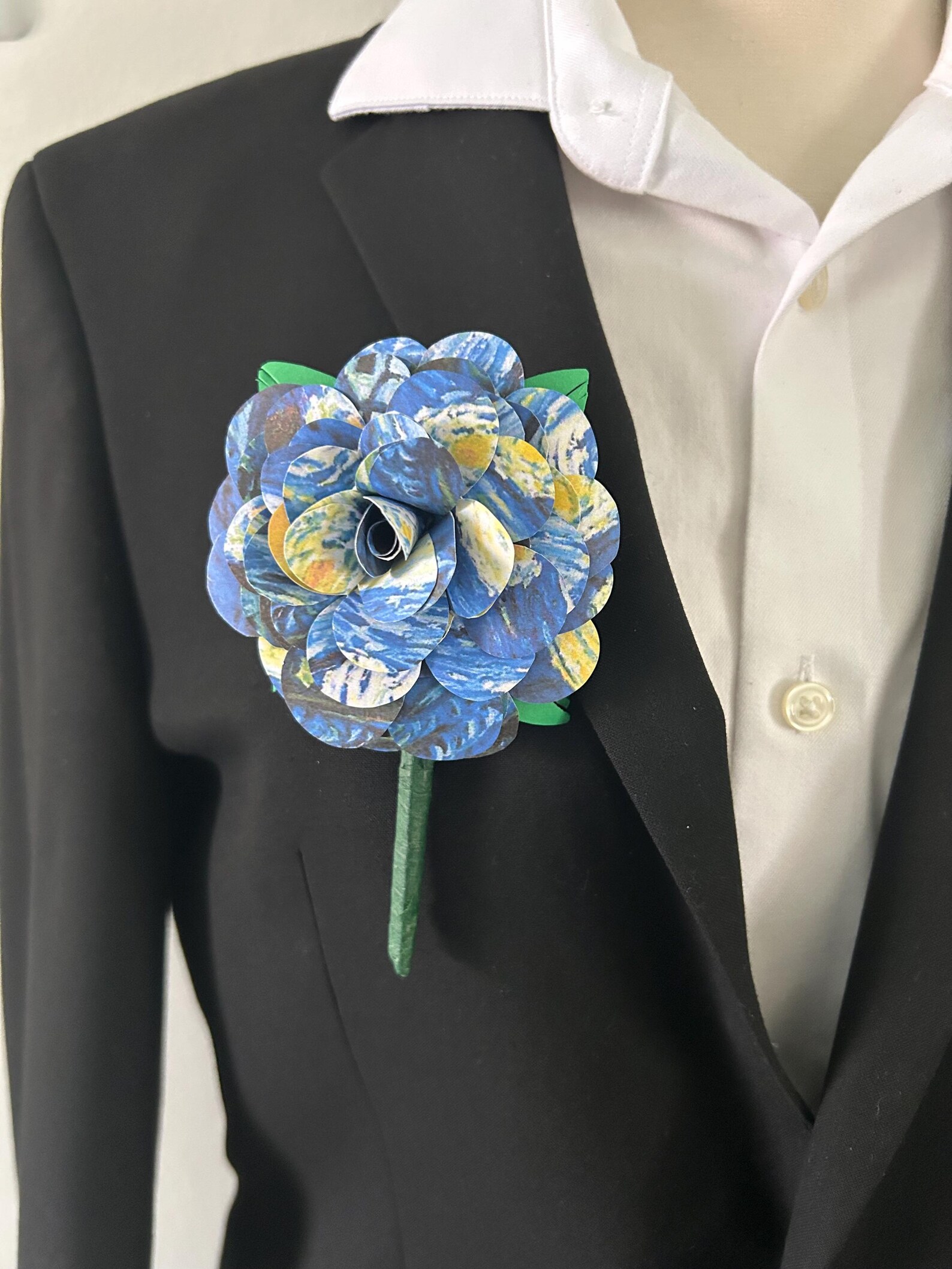 Vincent Van Gogh Starry Night Paper Rose Corsage|themed Event|prom|art ...