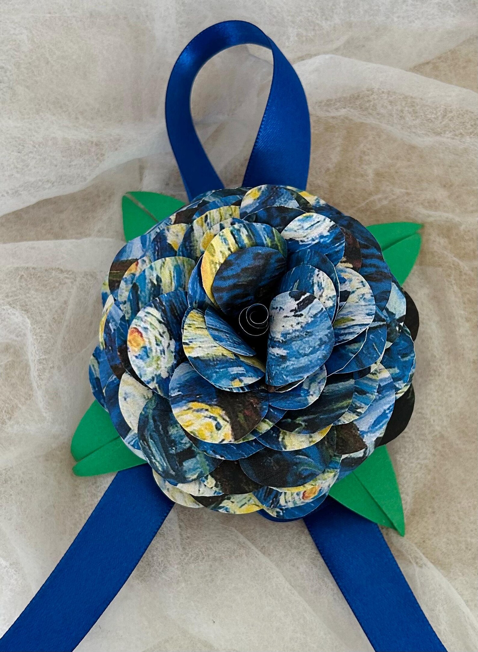Vincent Van Gogh Starry Night Paper Rose Corsage|themed Event|prom|art ...