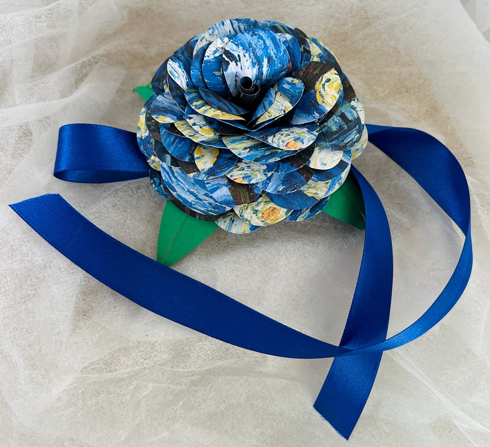 Vincent Van Gogh Starry Night Paper Rose Corsage|themed Event|prom|art ...