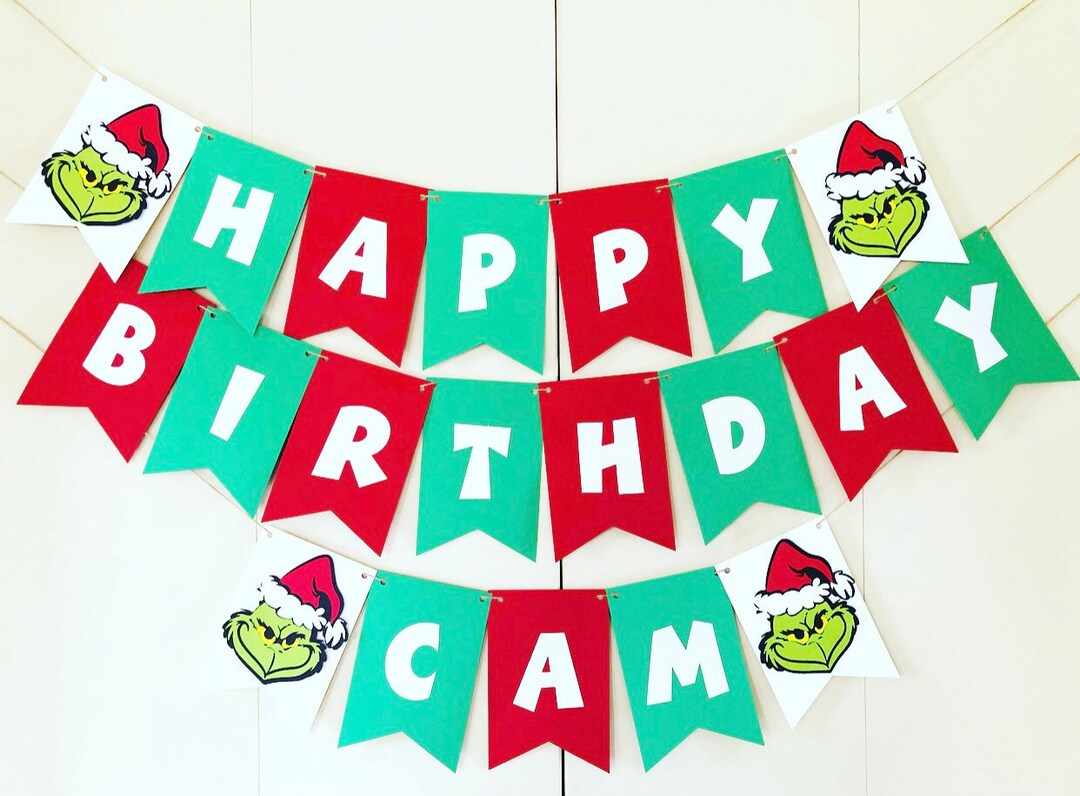 Grinch Birthday Banner,birthday Sign Banner,grinchmas Banner,grinch ...