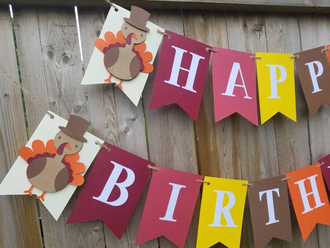 Turkey Birthday Bannerlittle Turkey Bannerfall Birthday - Etsy