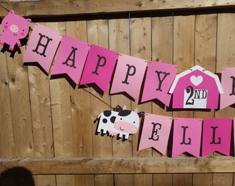 Barn/farm Animal Themed Name Banner Barnyard Themed Happy - Etsy