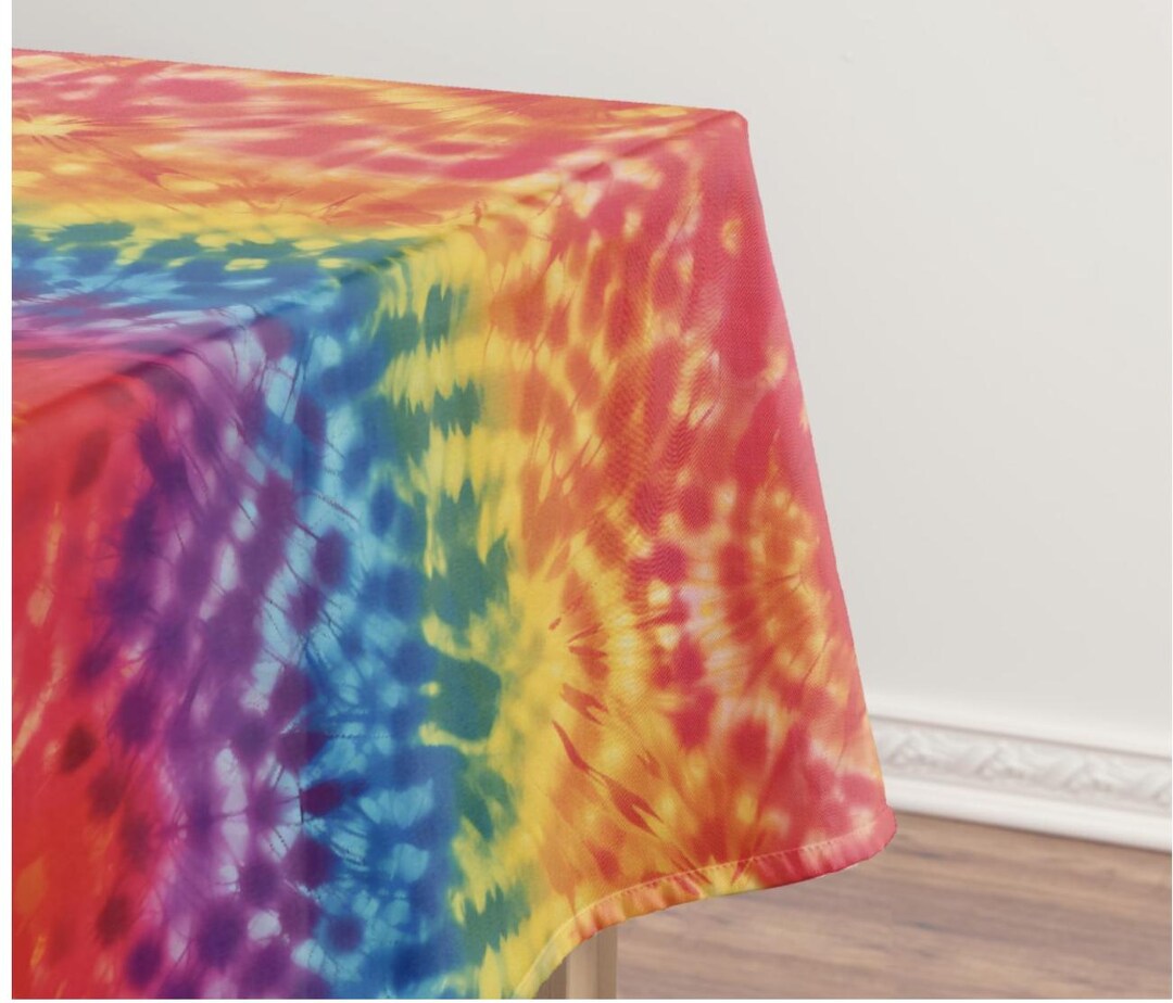 Tie Dye Plastic Party Tablecloth, 84 X 54in,plastic Table Cover ...
