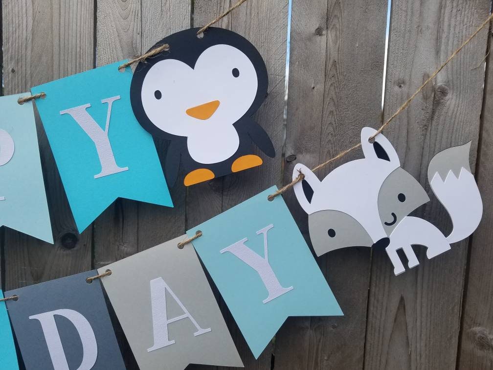 Winter Animals Birthday Bannerwinter Onederlandwinter | Etsy