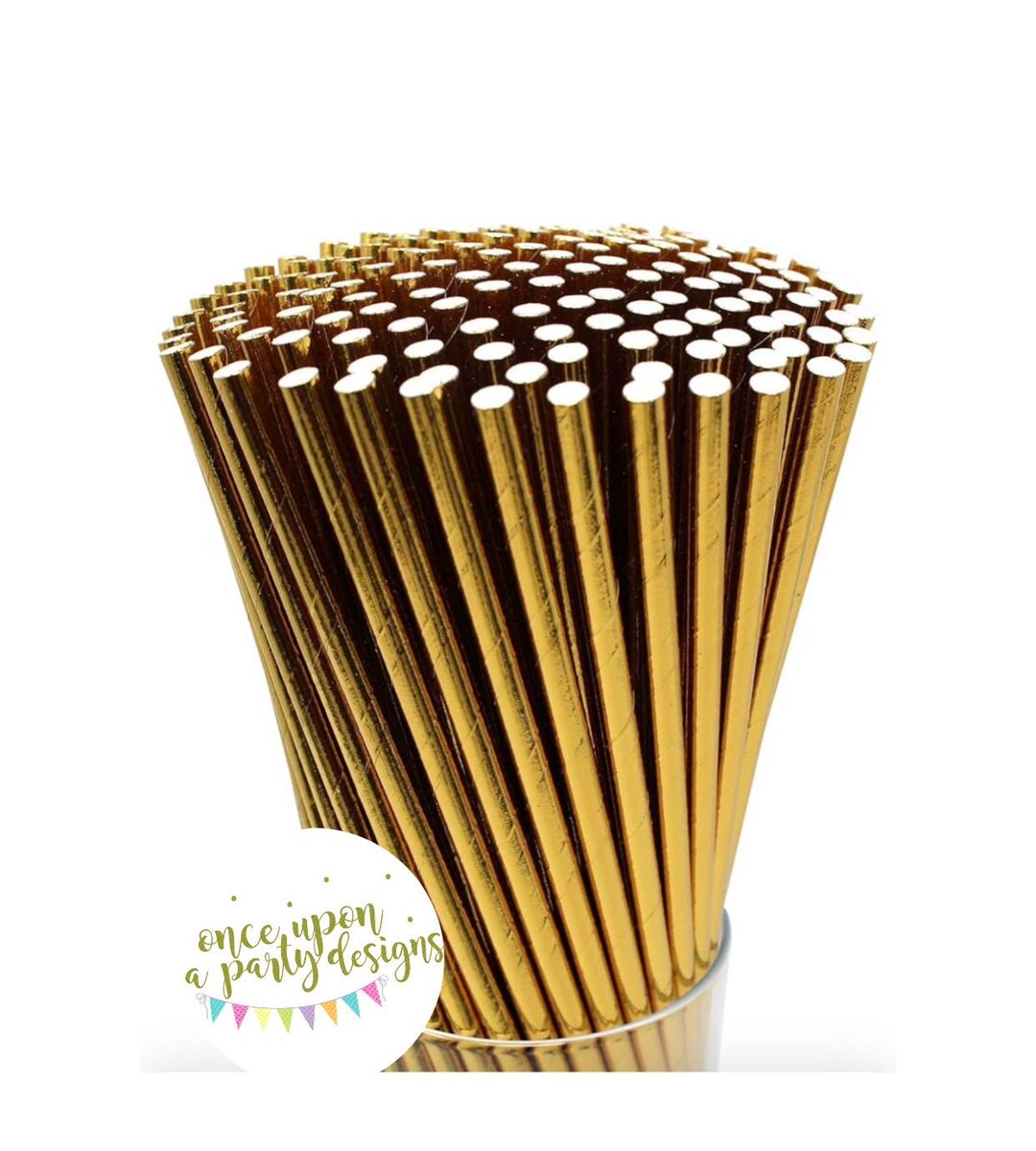12 Gold Foil Paper Straws,golden Paper Straws, Baking Supplies, Golden ...
