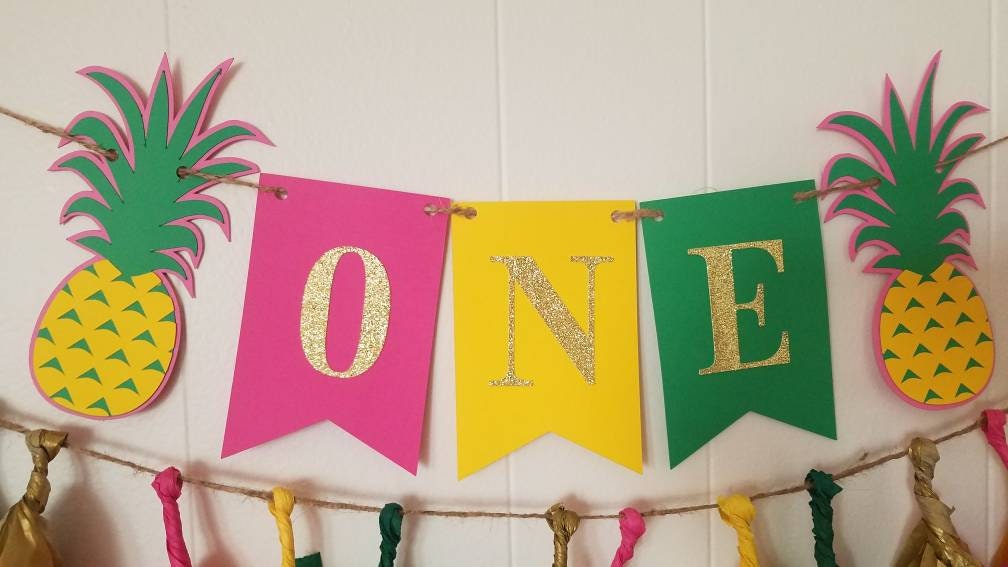 Pineapple bannerpineapple 1st birthday bannerpineapple cake | Etsy